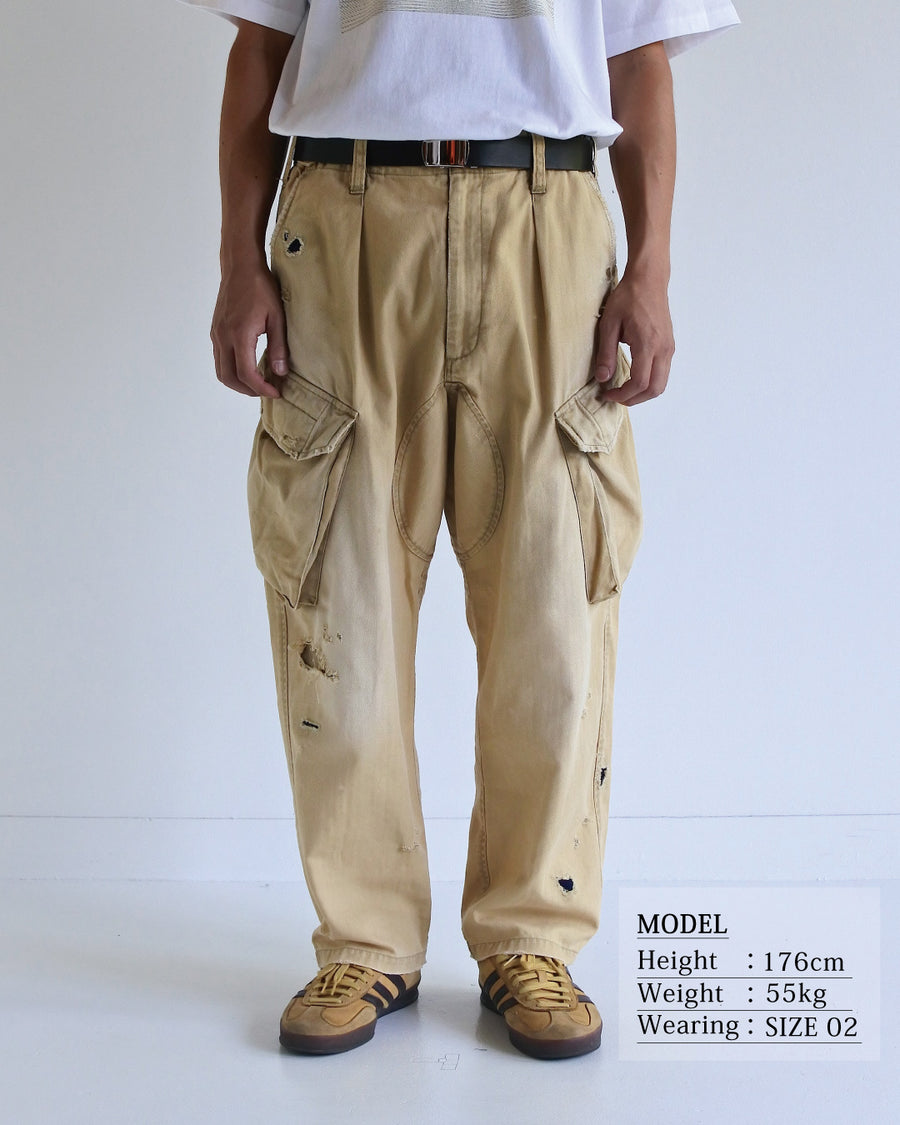 REMAKED HERRINGBONE COMBAT CARGO TROUSERS KHAKI – ANACHRONORM