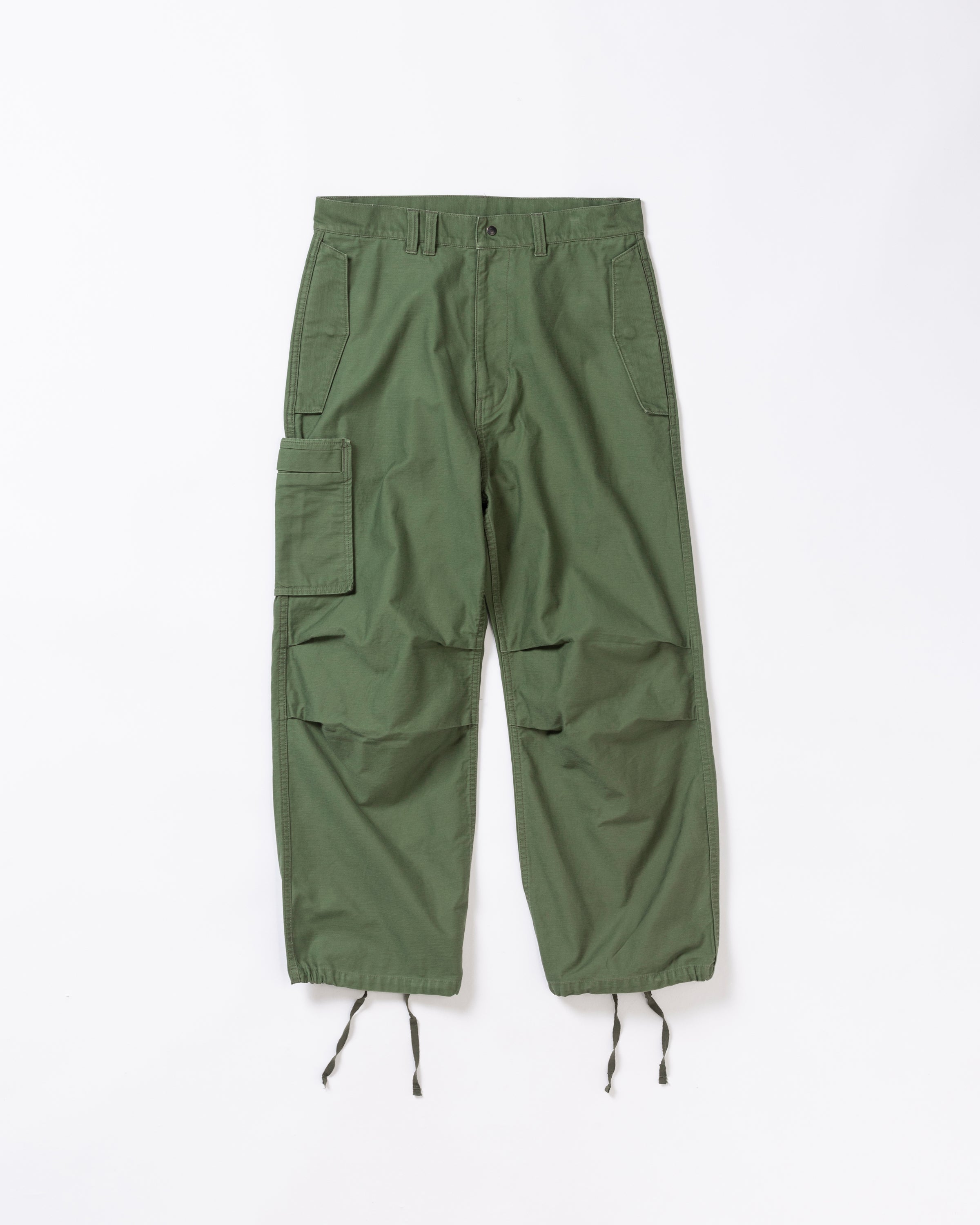 AN391 BACK SATIN MILITARY FLAP PANTS OLIVE – ANACHRONORM